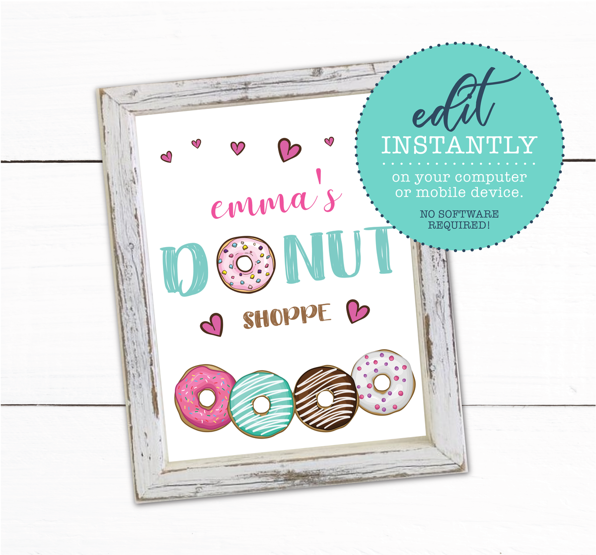 Girls Donut Theme Birthday Party Sign Decor – Taylor George Designs