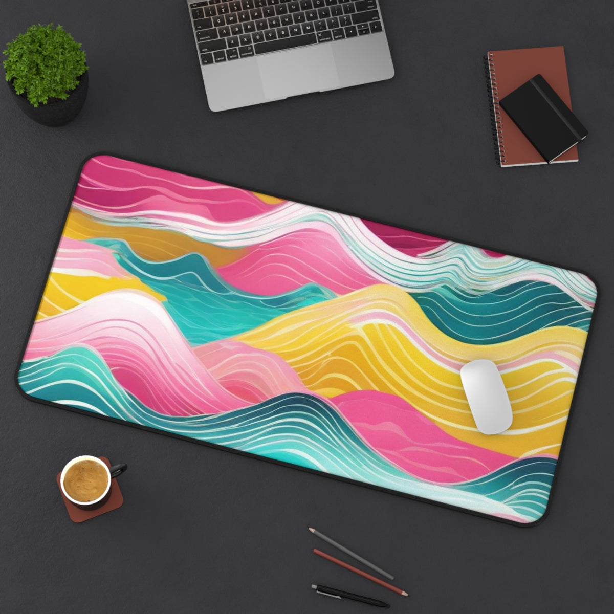 Pink Teal Ocean Waves Desk Mat – Taylor George Designs