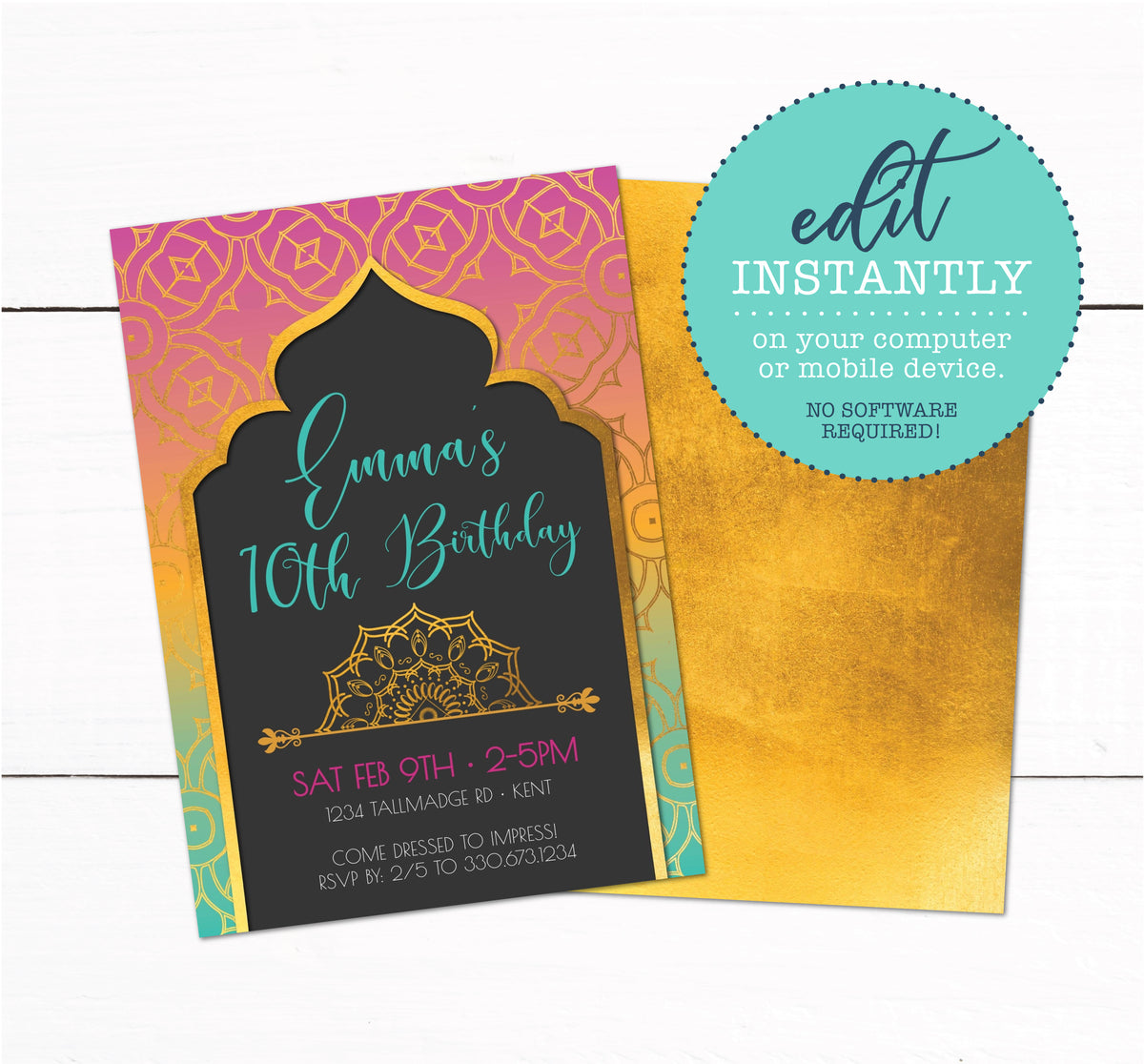 Arabian Nights Theme Party Invitations