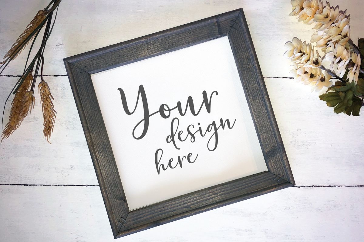 Farmhouse Gray Frame Wood Sign Mockup – Taylor George Designs